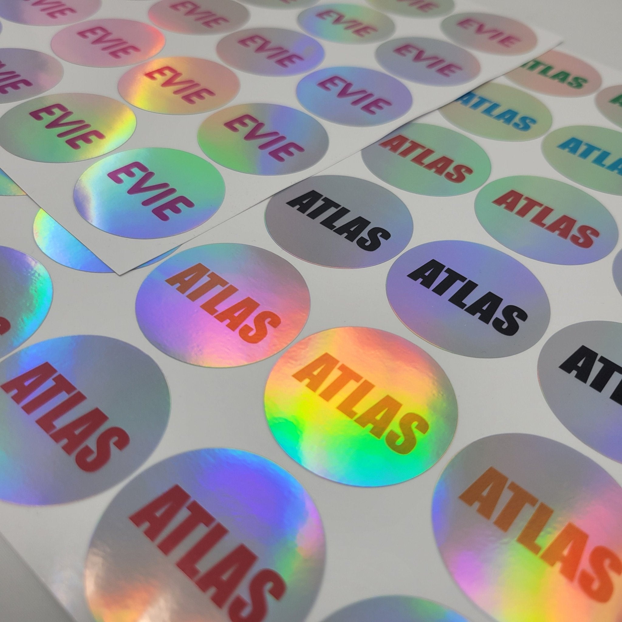 Custom Circular Holographic Name Stickers | Full Color, Waterproof ...