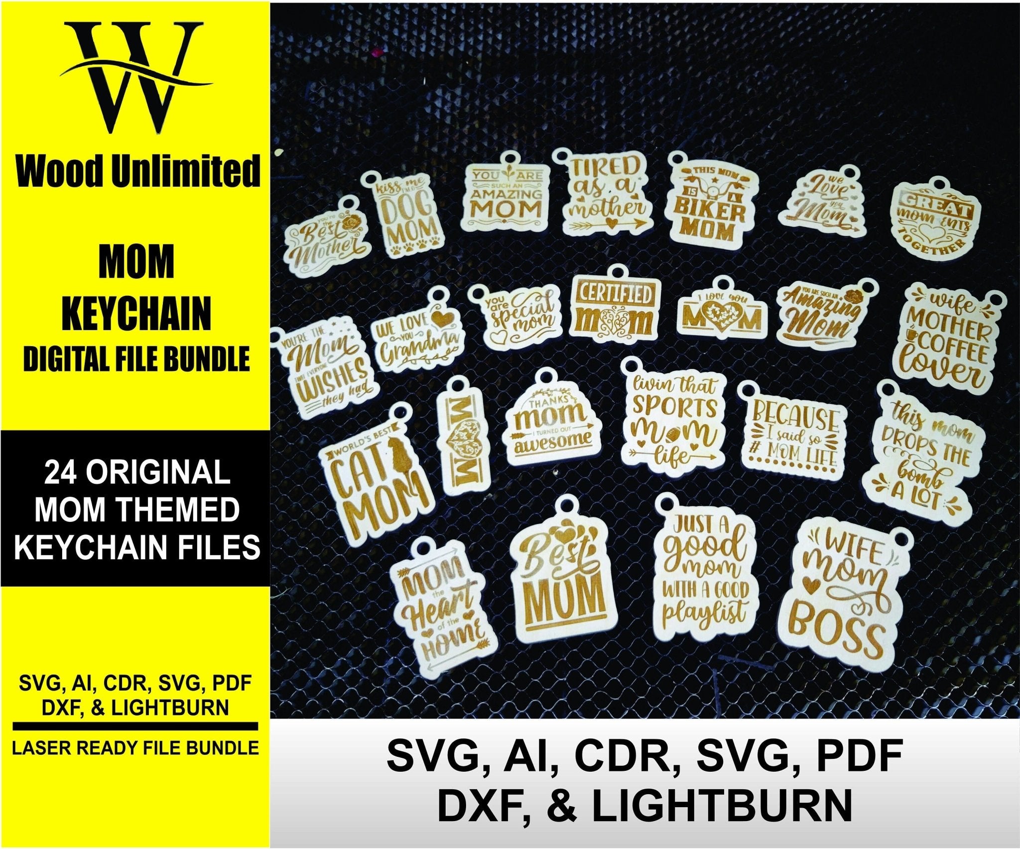 Laser Cut Keychain Bundle - Mother's Day Bundle - Lightburn - Omtech ...