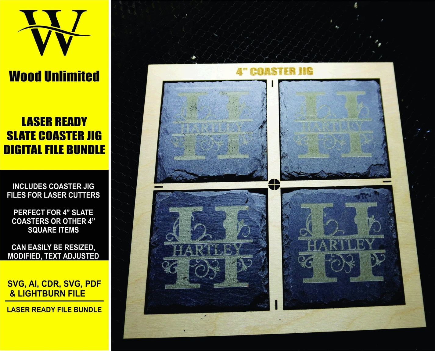 Laser Ready Coaster Jig- Slate Coaster Jig File - Lightburn - Omtech ...