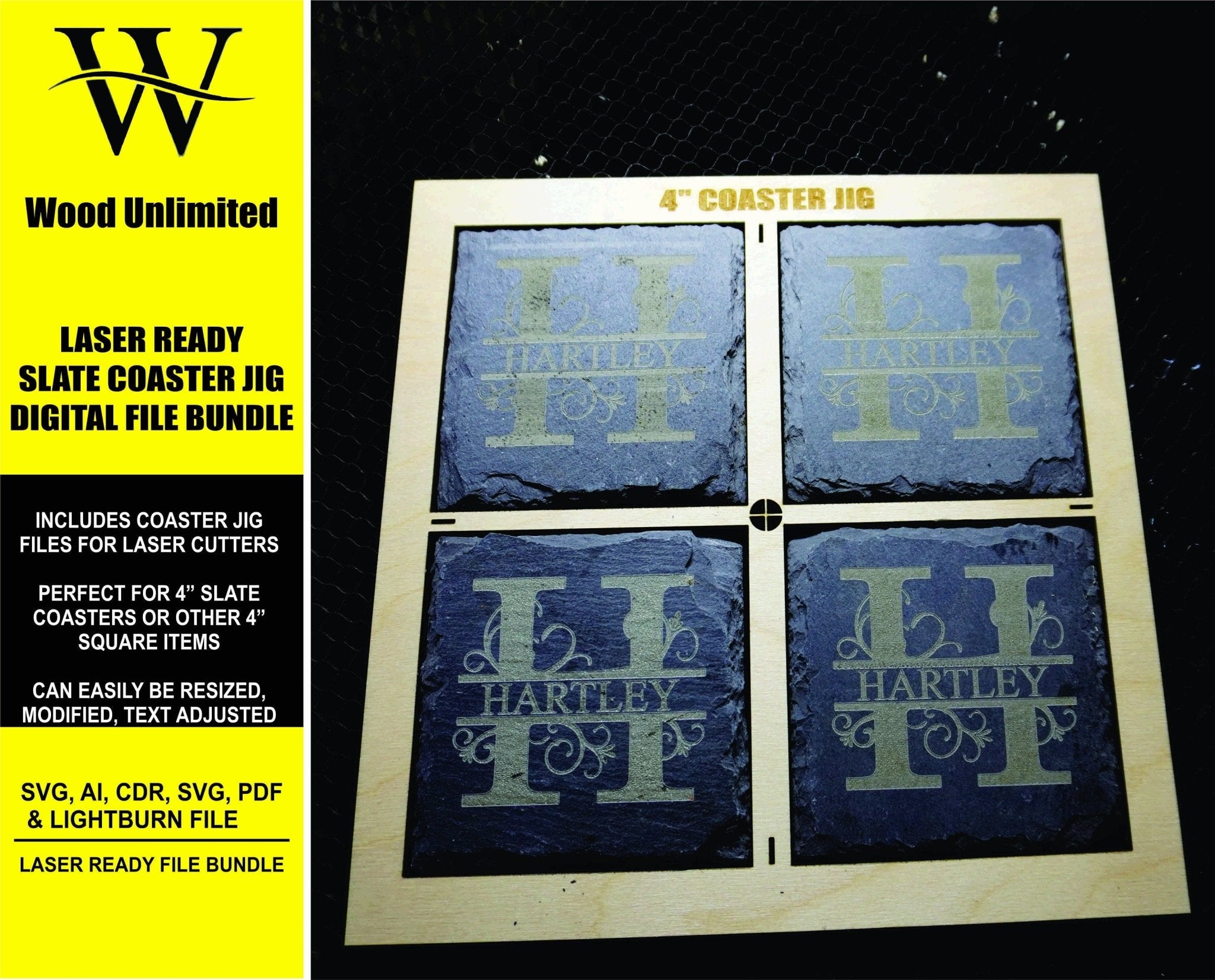 Laser Ready Coaster Jig- Slate Coaster Jig File - Lightburn - Omtech ...